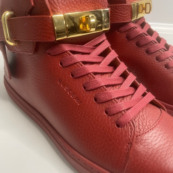 Buscemi | Shoes | Nwob Buscemi Red Leather Padlock Key Sneakers Italy ...